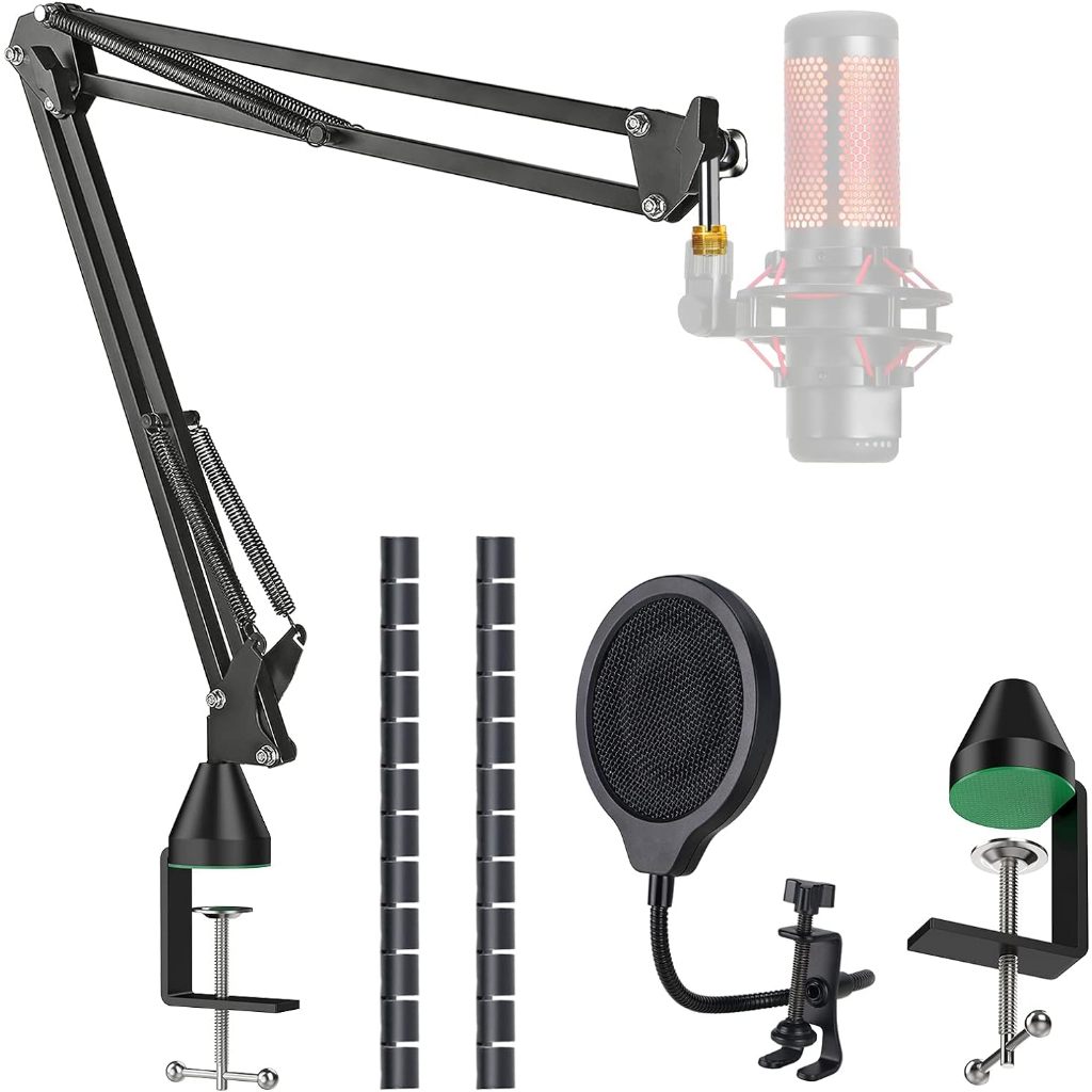 Upgraded Quadcast Mic Stand with Pop Filter - Scissor Mic Boom Arm and ...