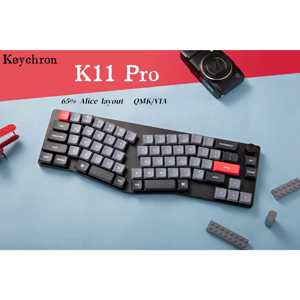 Keychron K11 Pro (65%/Alice Layout) Ultra-slim Low-profile Knob QMK/VIA ...