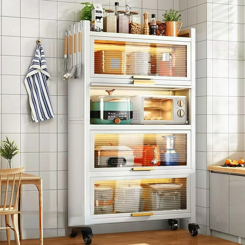 LOWEST PRICE 3/4/5 Layers Kitchen Rack Dustproof Storage Cabinet Carbon ...