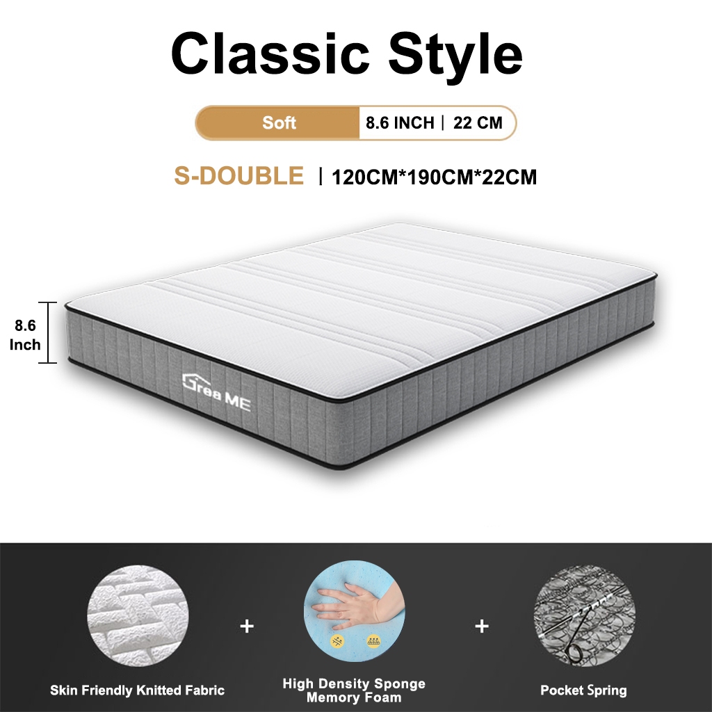 DreaMe Memory foam mattress Boxed Spring mattress 8.6 inch Comfort ...