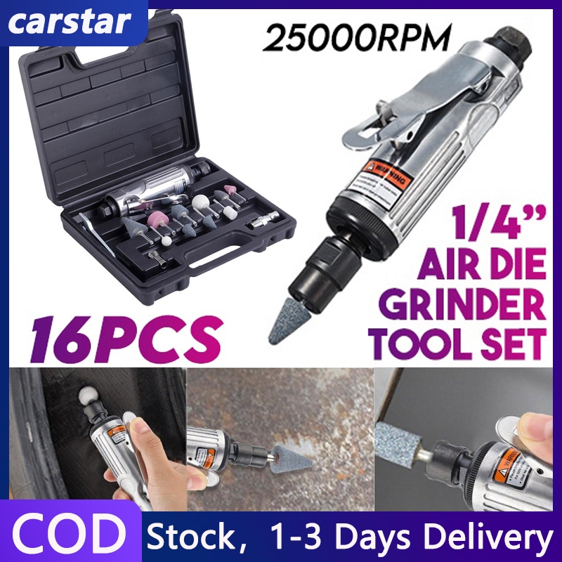 16PCS 1/4" Air Die Grinder Kit Set Car Air Compressor 90psi Grinder ...