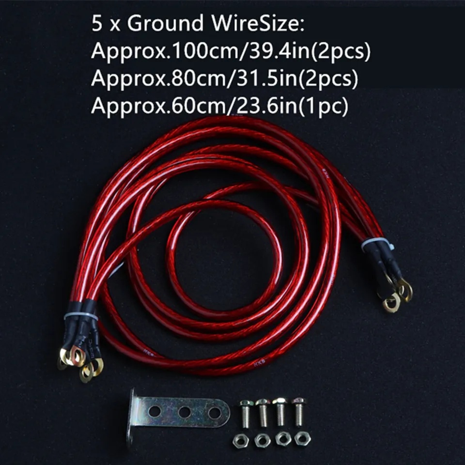 Universal 5 Car Grounding Wire Strengthened Ground Cable System Kit ...