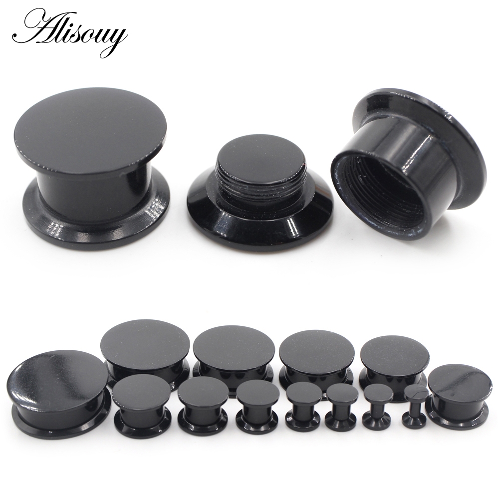 Alisouy 2 Pieces 3-24mm Black Acrylic Internal Thread Double Flared Ear ...