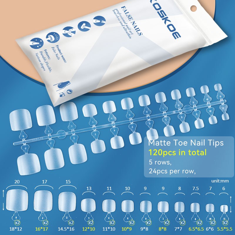 120pcs 240pcs False Toe Nails Full Cover Natural White Clear Press On