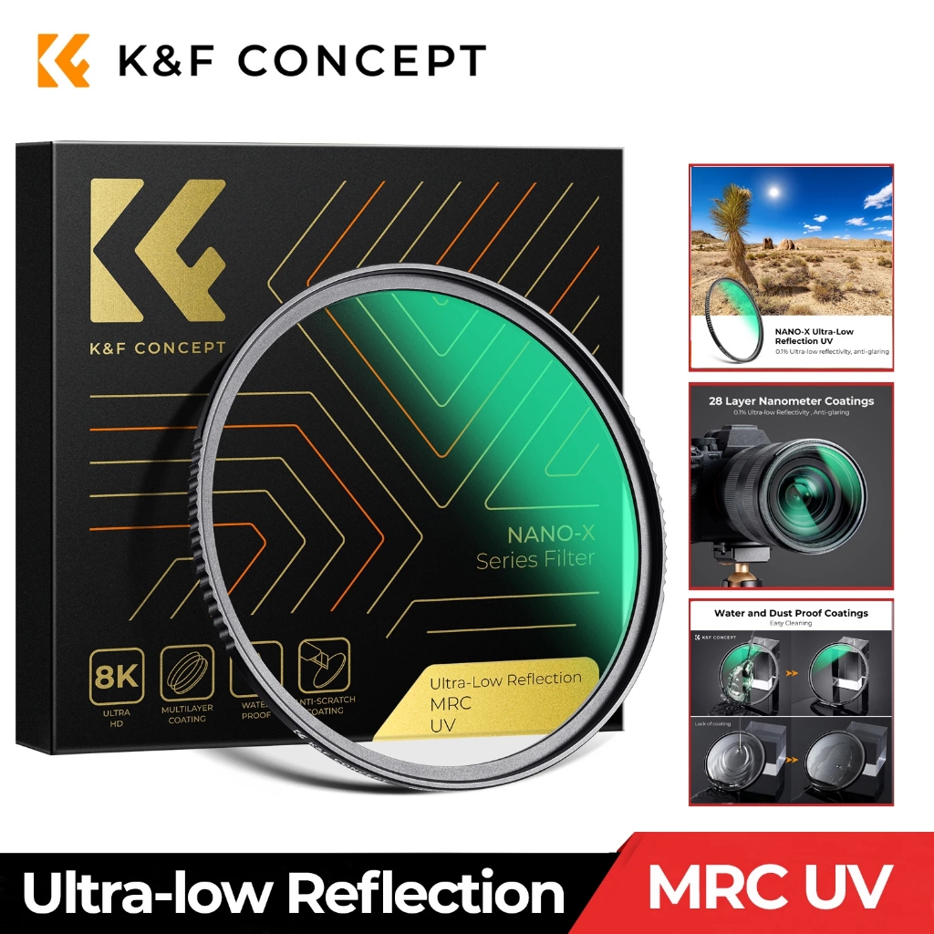 K&F Concept Ultra-low Reflection UV Filter with 28 Multi-Layer Coatings MRC Optical Glass 37 ...