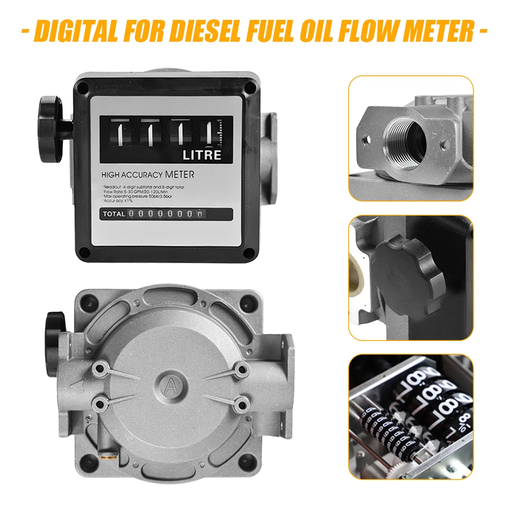 20-120L/Min 4-Digit Flow Meter Four Digital For Diesel Fuel Gasoline ...