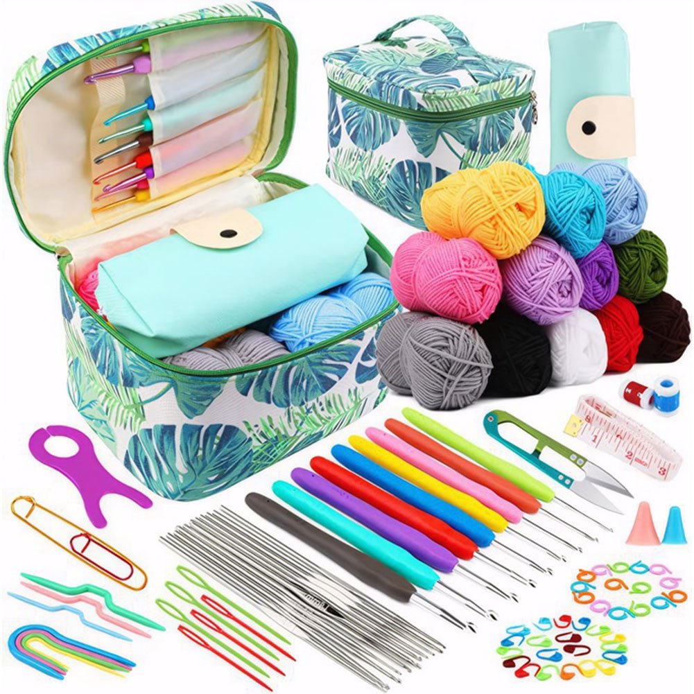 87Pcs Crochet Hooks Kit with Case Beginner Crochet Kit Colorful Crochet ...