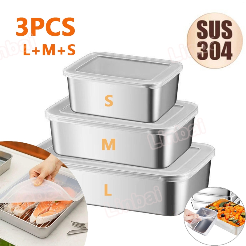 304 Stainless Steel Box Food container Kitchen Storage Box Fresh ...