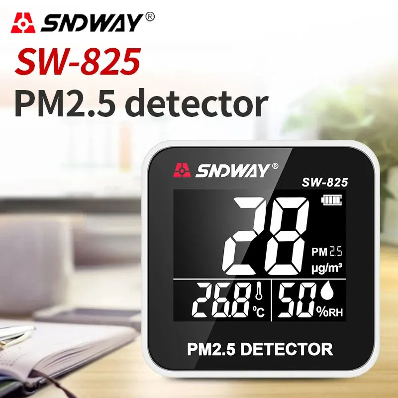 SNDWAY SW-825 Digital PM2.5 Detector 0-500ug/m³ Mini Portable Temperature Humidity Meter PM 2 5 ...