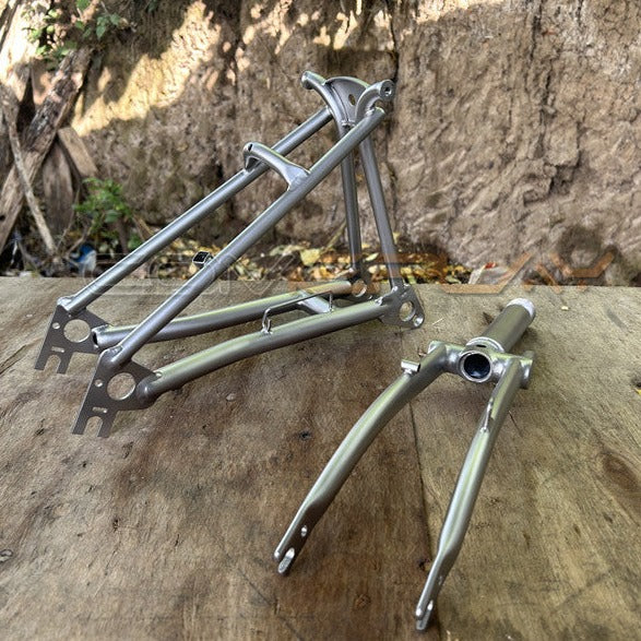 Brompton C line compatible frame sets iphone silver color titanium fork ...