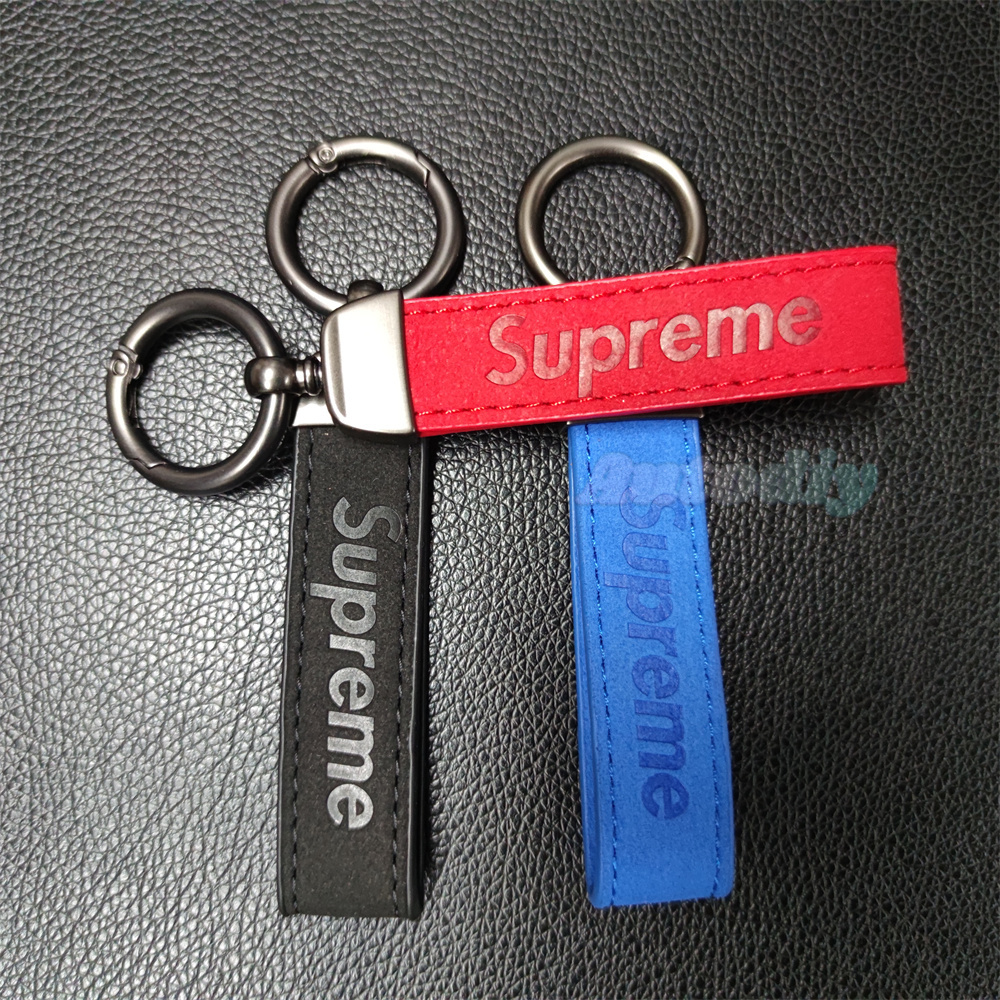 Supreme Leather Car Keychains Lanyard Key Strap Car Remote Keychain ...