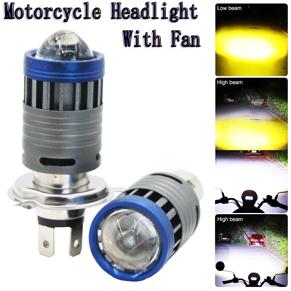 1Pcs Built-in Cooling Fan H4 BA20D H6 Motorcycle Headlight Lens Bulb ...