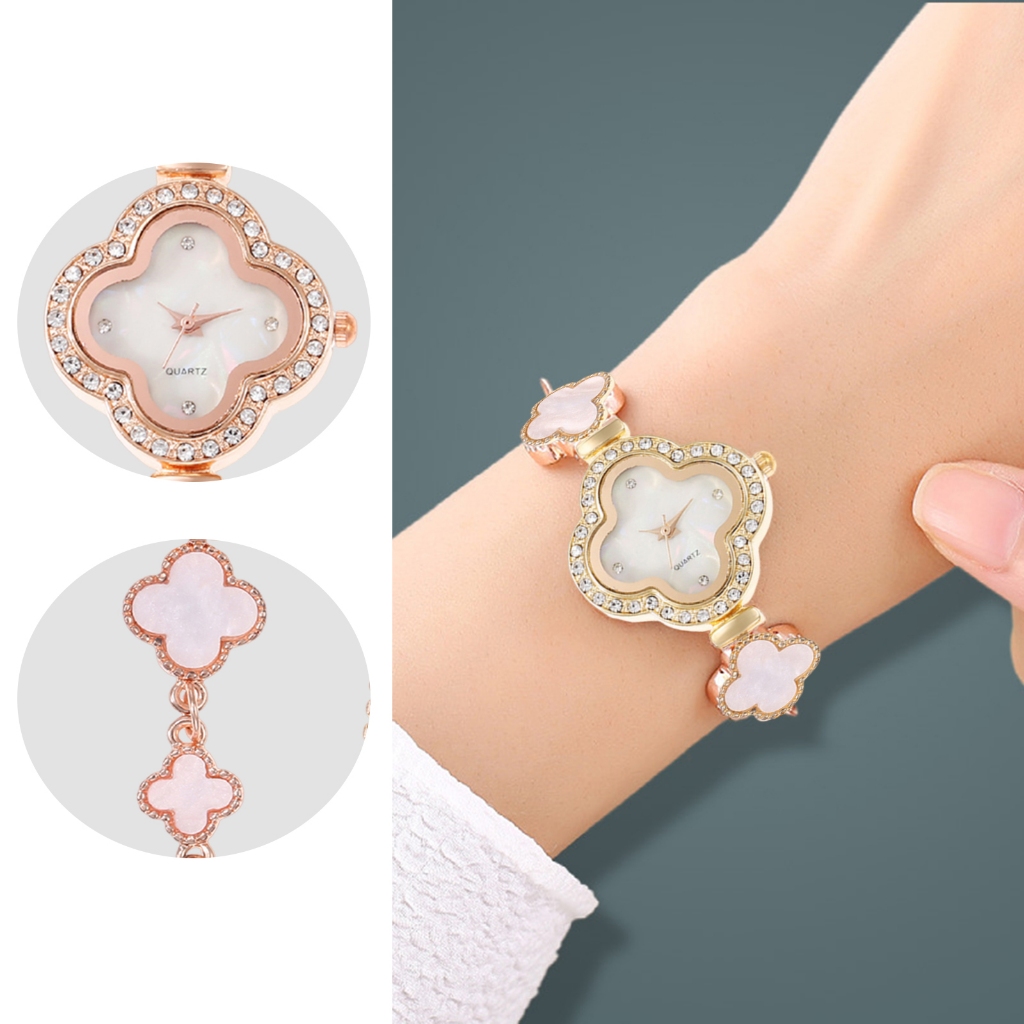 [Launch New]2024 Women's Four-Leaf Clover Bracelet Watch Rhinestone ...