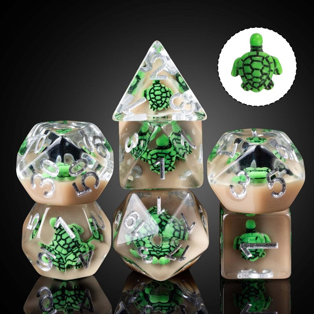 7-Die DND Dice, Polyhedral Dice Set Filled with Animal, for Role ...