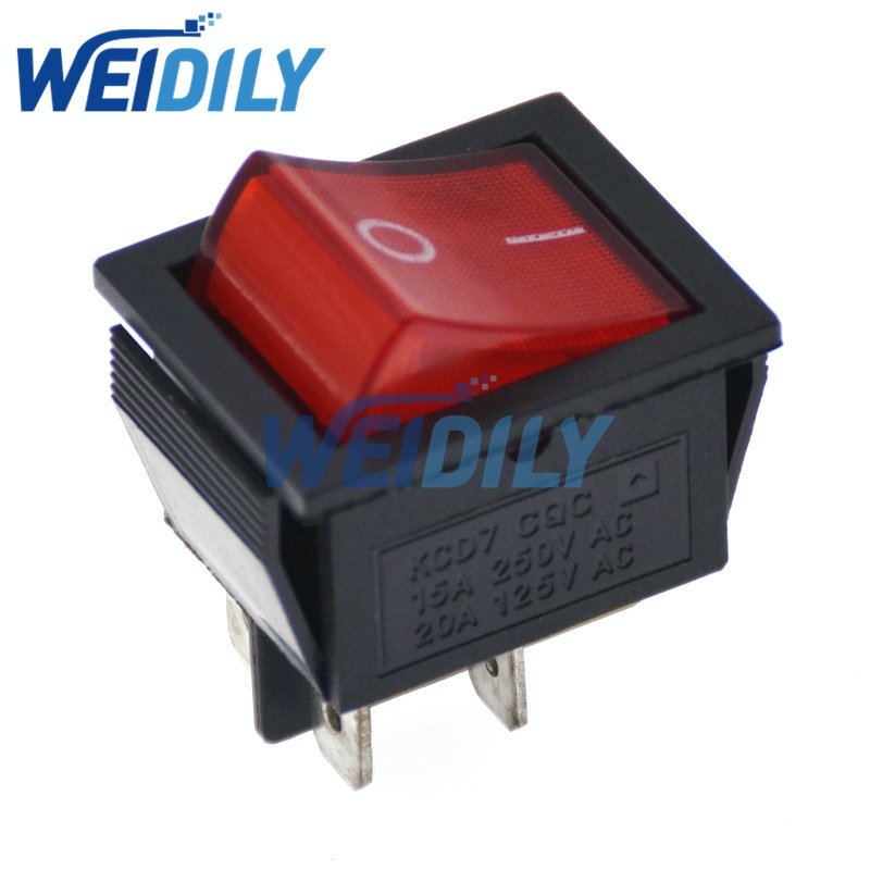 2PCS Red Light 4 Pin ON/OFF Boat Button Switch 250V 15A AC AMP 125V 20A ...