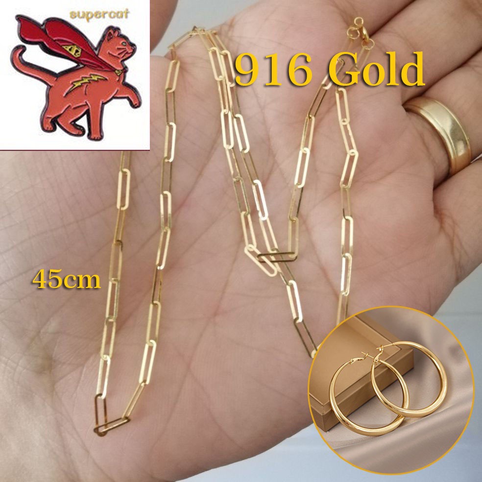 24k saudi Gold Love Set Paper Clips Women's Gold Necklace Pendant Cheap ...
