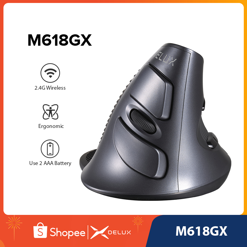Delux M618Gx Wireless Vertical Ergonomic Optical USB Computer Mouse 2 ...