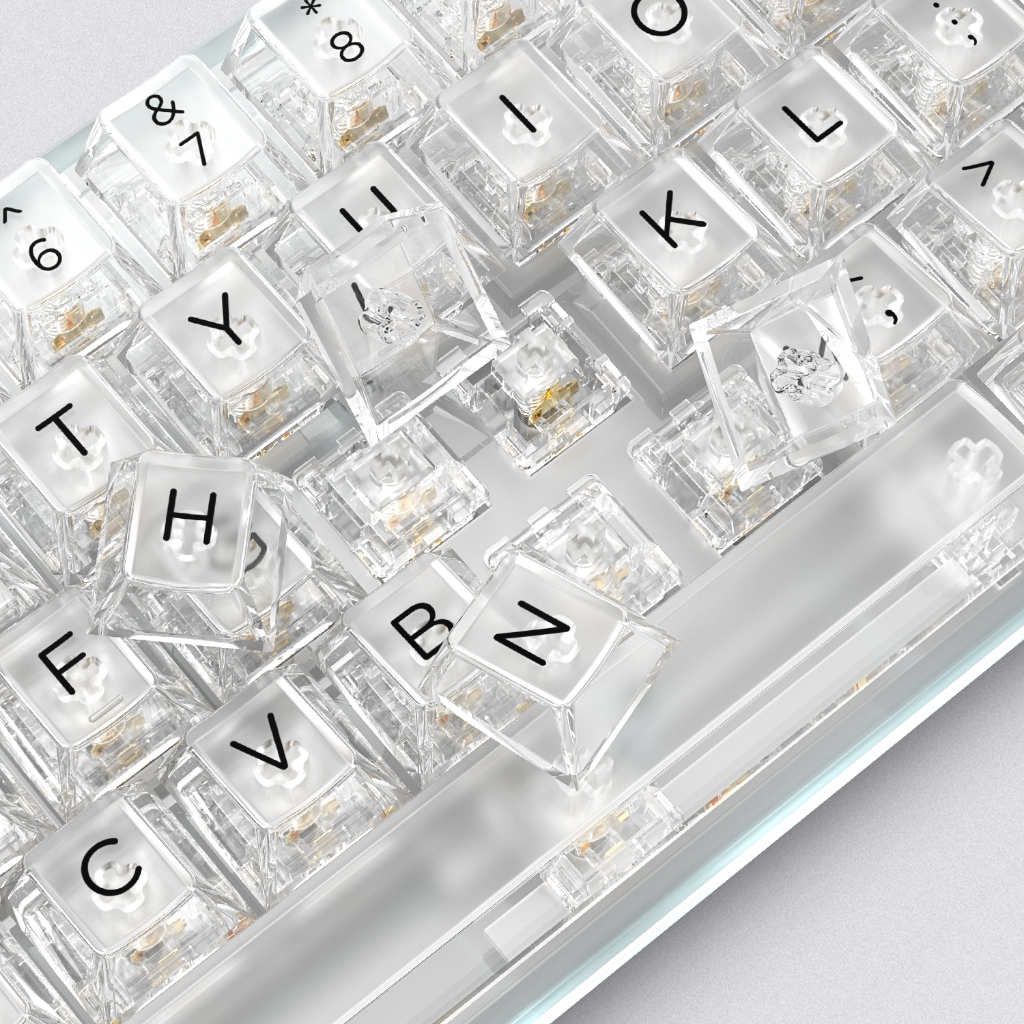 Xvx white transparent black text mechanical numeric keyboard keycaps ...