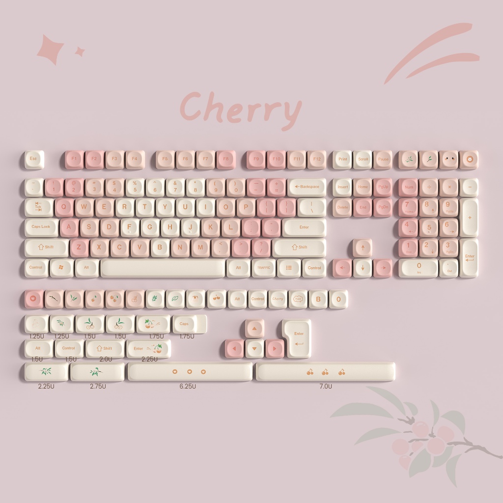 XVX Cherry Pudding 143-Key MOA Profile Dye-Sub PBT Keycap Set | Shopee ...