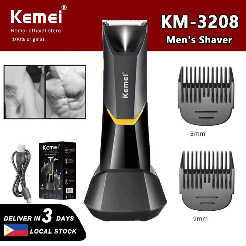 Kemei KM-3208 USB Full Body Washable Ceramic Cutter Groin Pussy Electric Men Shaver Sexy ...