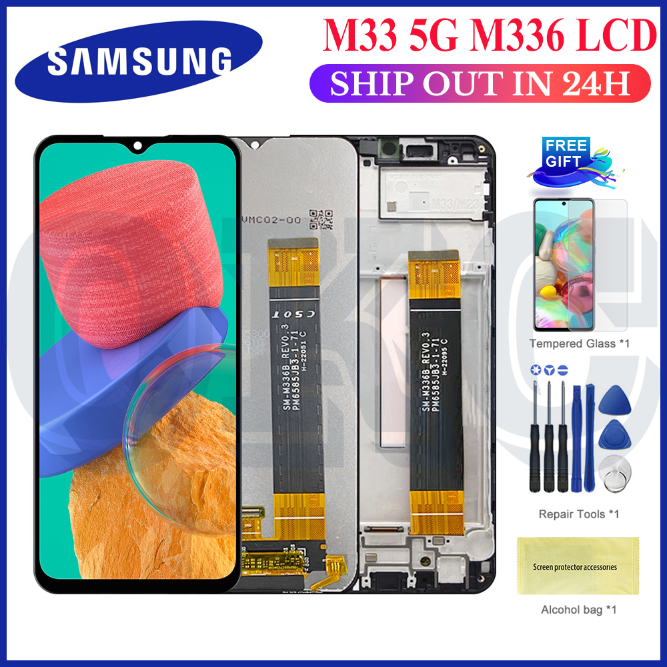 Original LCD For Samsung Galaxy M33 5G M336B M336 LCD with Frame Display Touch Screen Digitizer ...