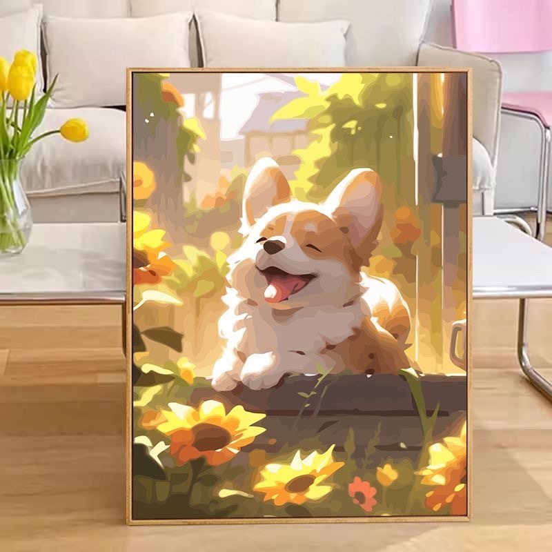 paint by number corgi diy acrylic paint hand-painted coloring ...