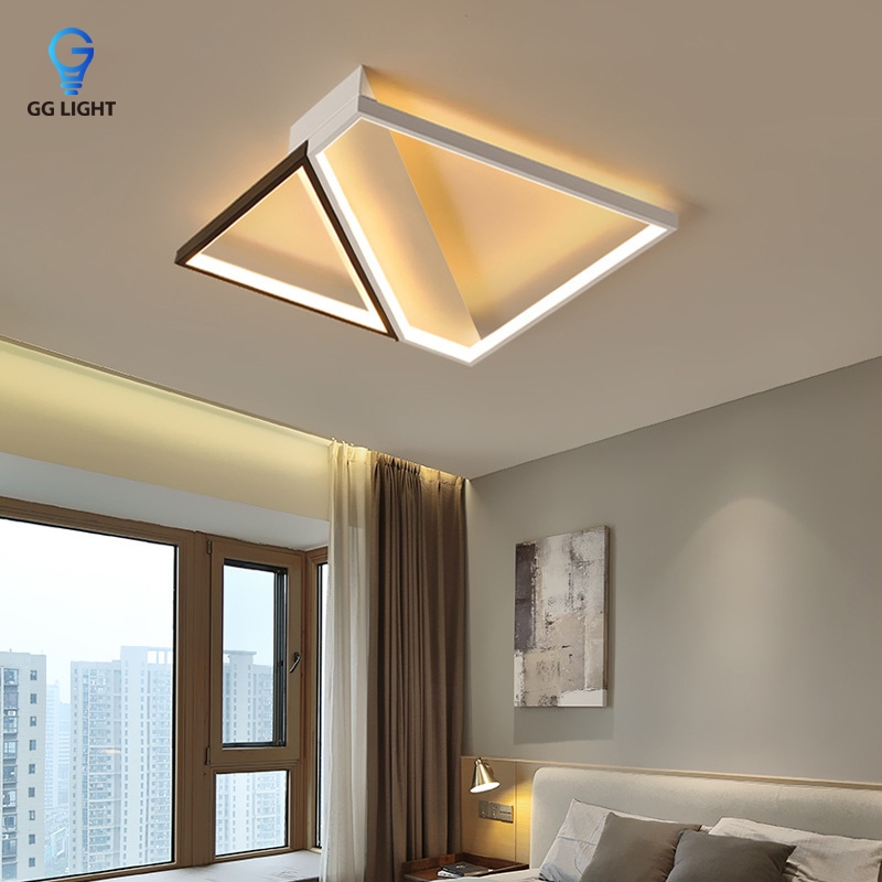 [Remote Dimming] 62CM Square Black And White Ceiling Light 75W Bedroom ...