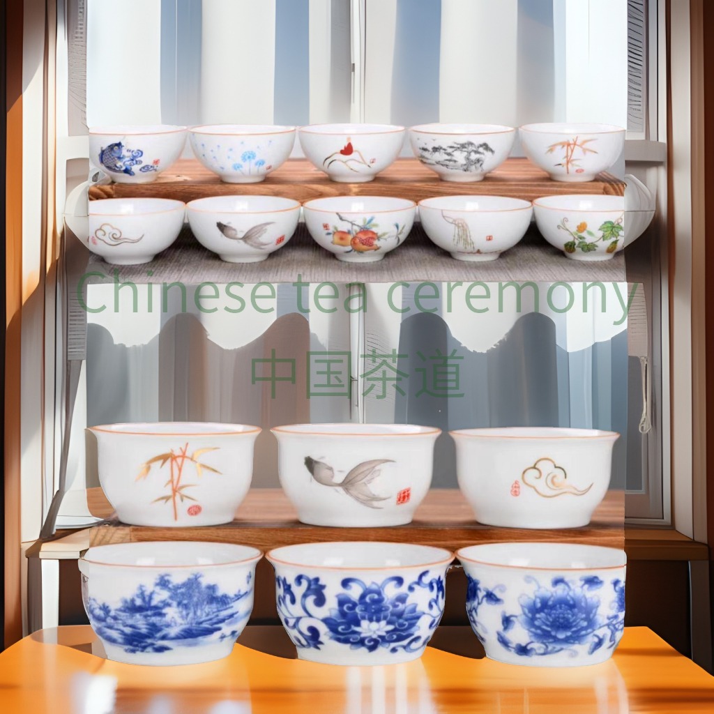 Tea Cup Blue White White Porcelain Small Tea Cup Creative Personal ...