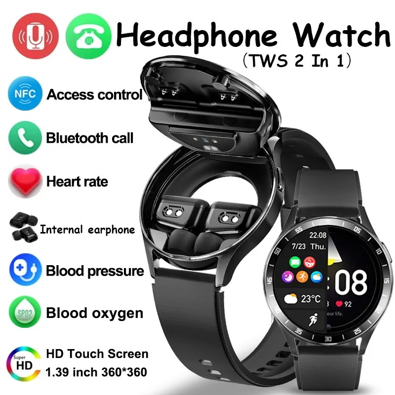 2024 New X10 Headset Smart Watch TWS 2 in 1 Wireless Bluetooth Earphone ...