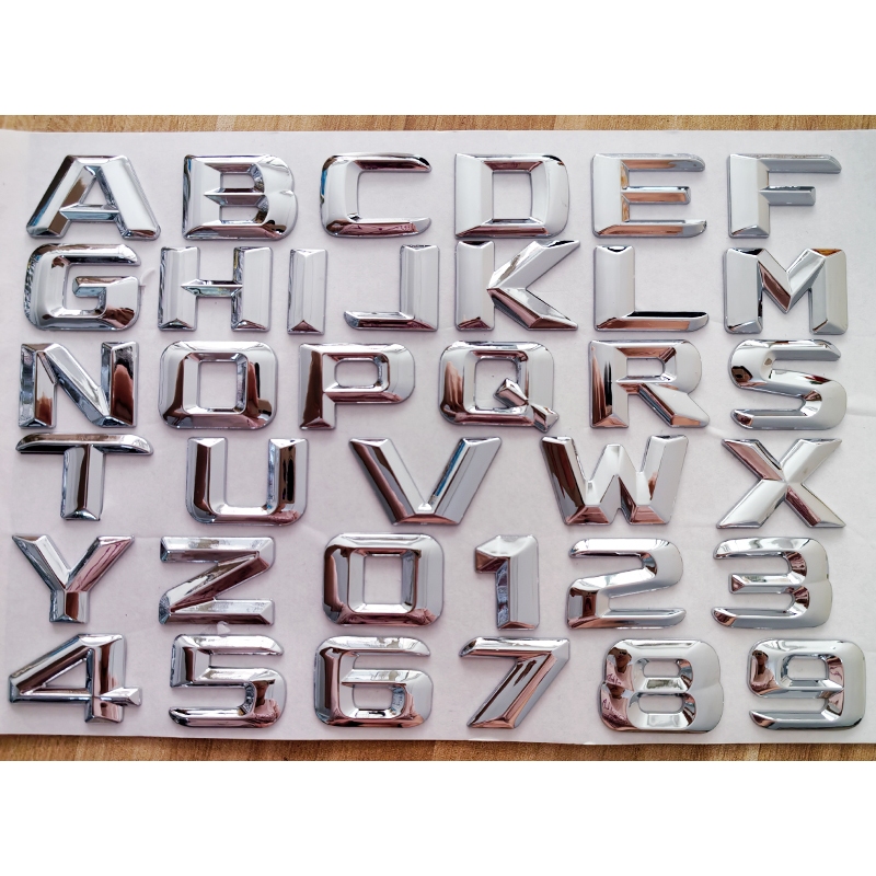 1 pc 22mm High Silver DIY 3D Alphabet Letter Digital Number Car Emblem ...