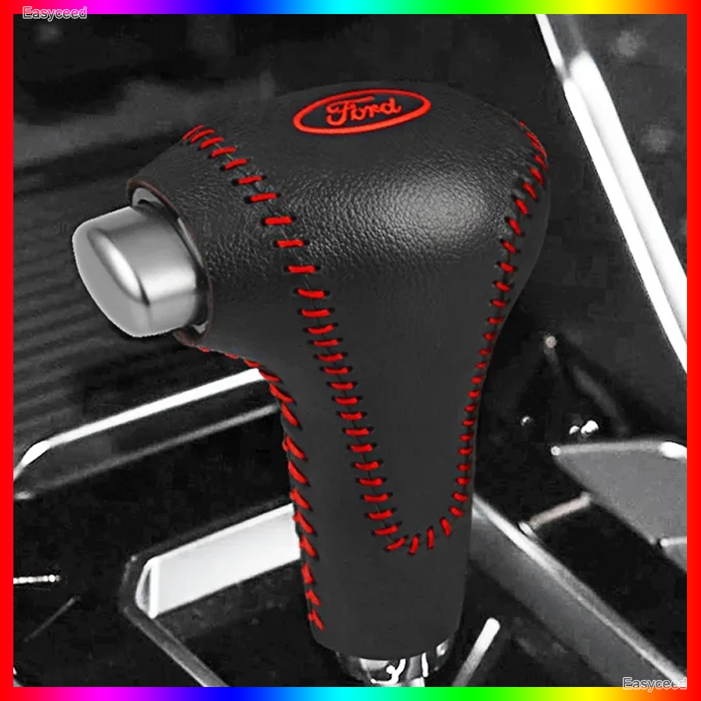 carbon fiber leather car gear shift knob post lever cover for ford ...