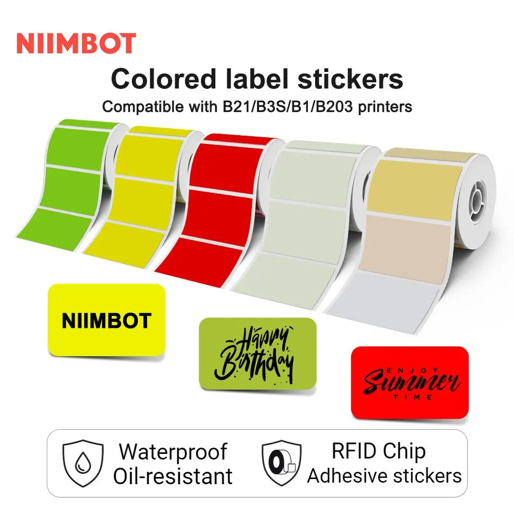 NIIMBOT B21P/B21/B1/B3S Label Machine Printing Paper Self Adhesive Label Waterproof Oil ...