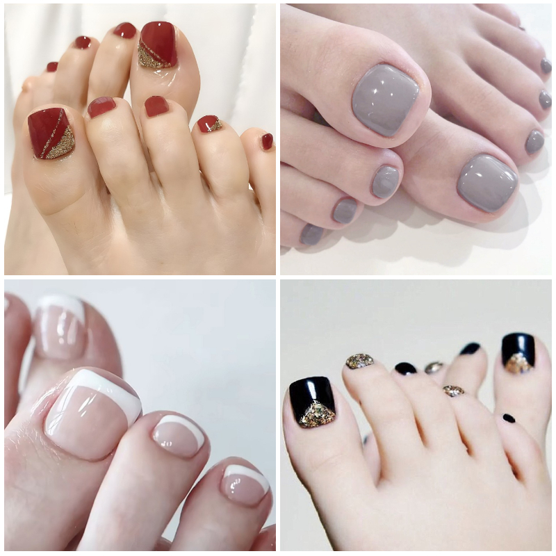 [With Glue+Gift] 24 Pcs Toenail Set With Glue Toenail Extension Design ...