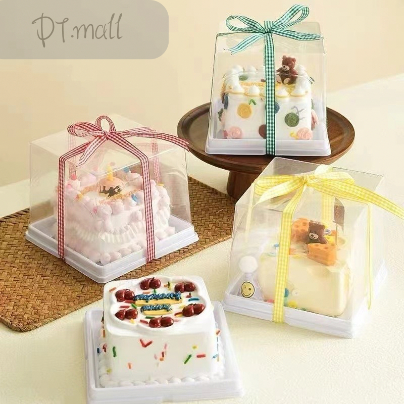 50pcs Acetate White Square Dome Transparent cake mousse packaging box ...