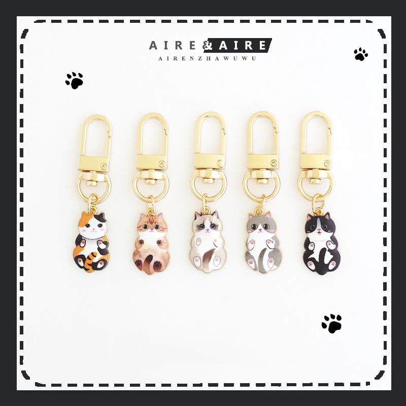 Cute Enamel Cat Keychain Lovely Kitten Key Ring For Women Girl Bag ...