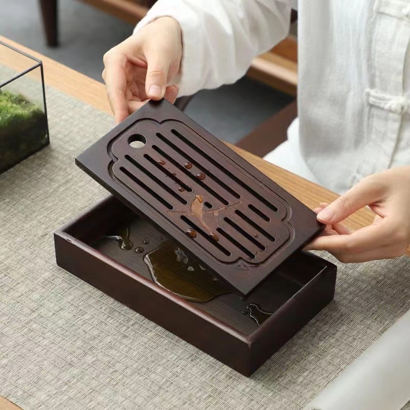 Simple Small Tea Tray Bamboo Tea Table Travel Household Tea Cup Tray ...
