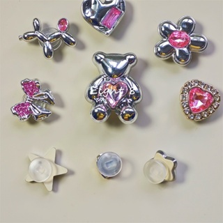 9pcs/set 2024 Punk Style Pink Diamond Bow Croc Jibbits Balloon dog ...