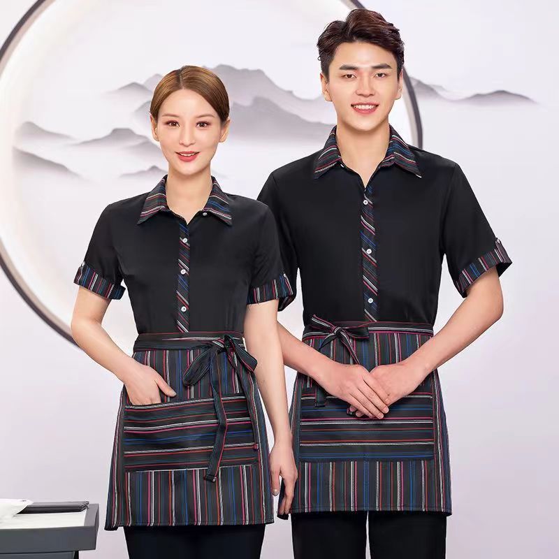 Waiter Uniform Shirt+apron Short Sleeve Restaurant Fast Food Shop ...