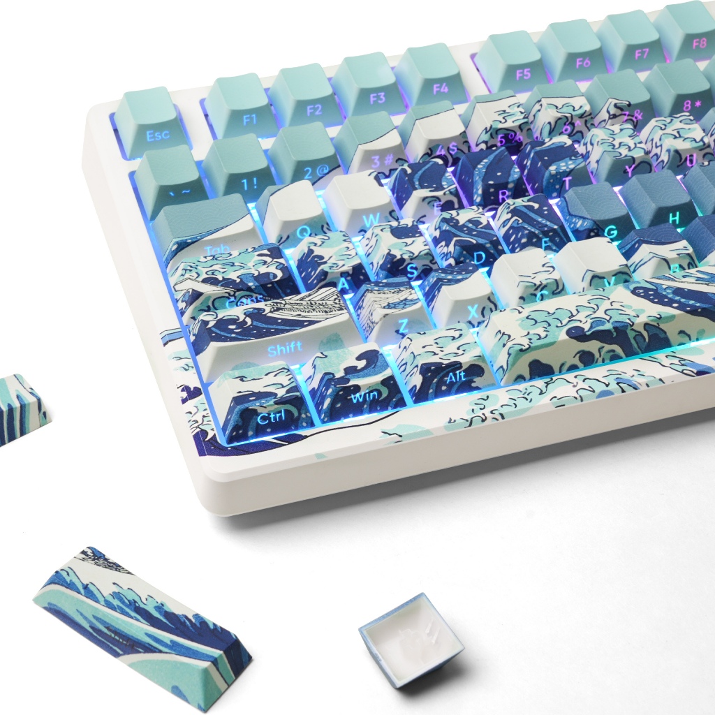 131 Keys Kanagawa Side-printed Keycaps Cherry Profile Surfing PBT ...