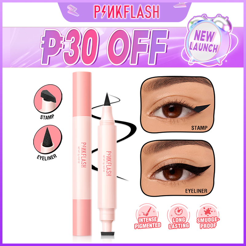 PINKFLASH Waterproof Wingled Eyeliner Double Head Seal Stamp Liquid Eye ...