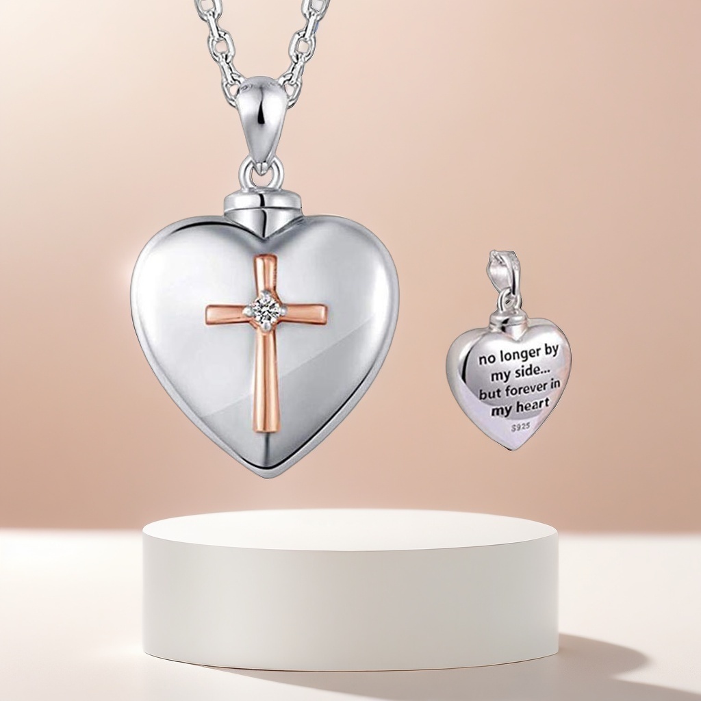 Silver Tiny Heart Cremation Ash Urn Pendant Necklace,Personalized Secret Stash Locket Vial ...