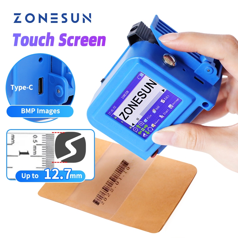 ZONESUN ZS-DC1 Handheld Inkjet Printer Portable Date Coding Machine 12.7mm QR Code Barcode Batch ...