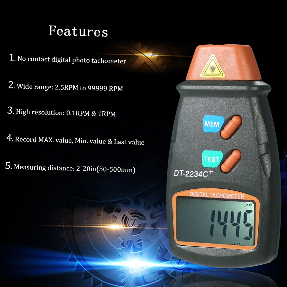 Handheld Digital Photo Tachometer Laser Non-Contact Tach Range 2.5RPM ...