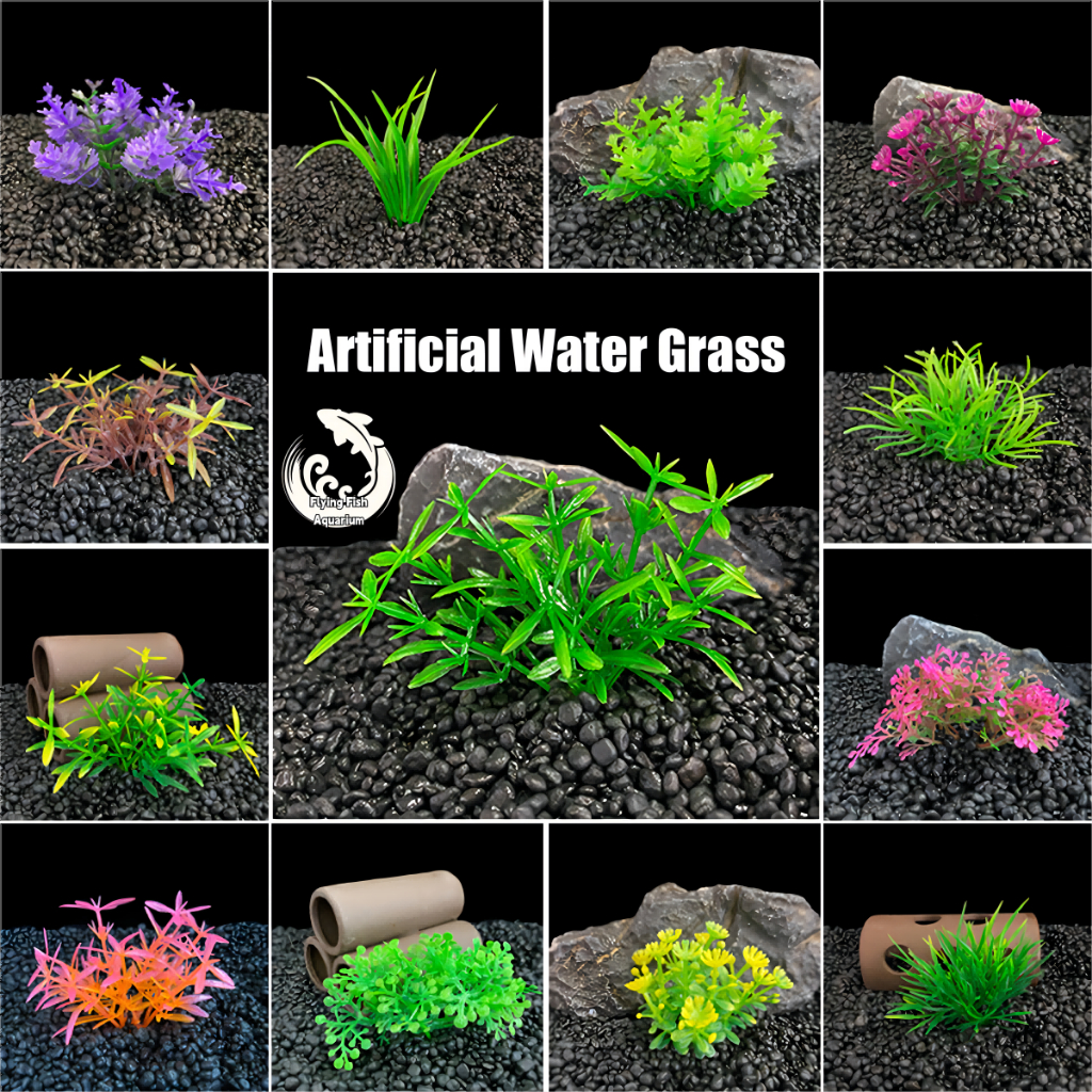 Aquarium Artificial Water Grass Fish Tank Landscape Plastic Fake Flower ...