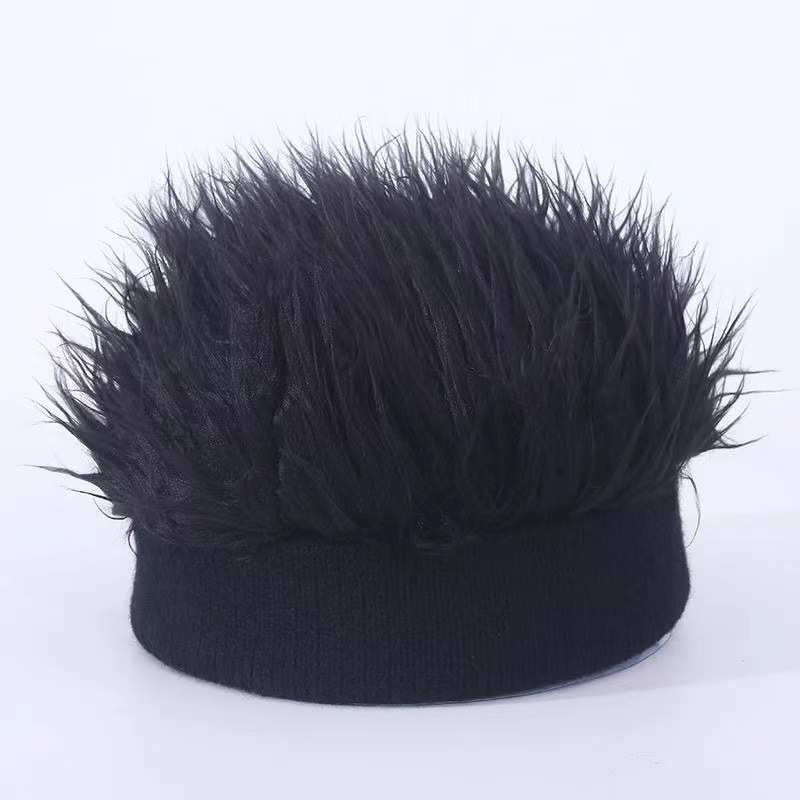 Men's Novelty Spiked Hair Funny Brimless Hats Fake Wig Peaked | Shopee ...