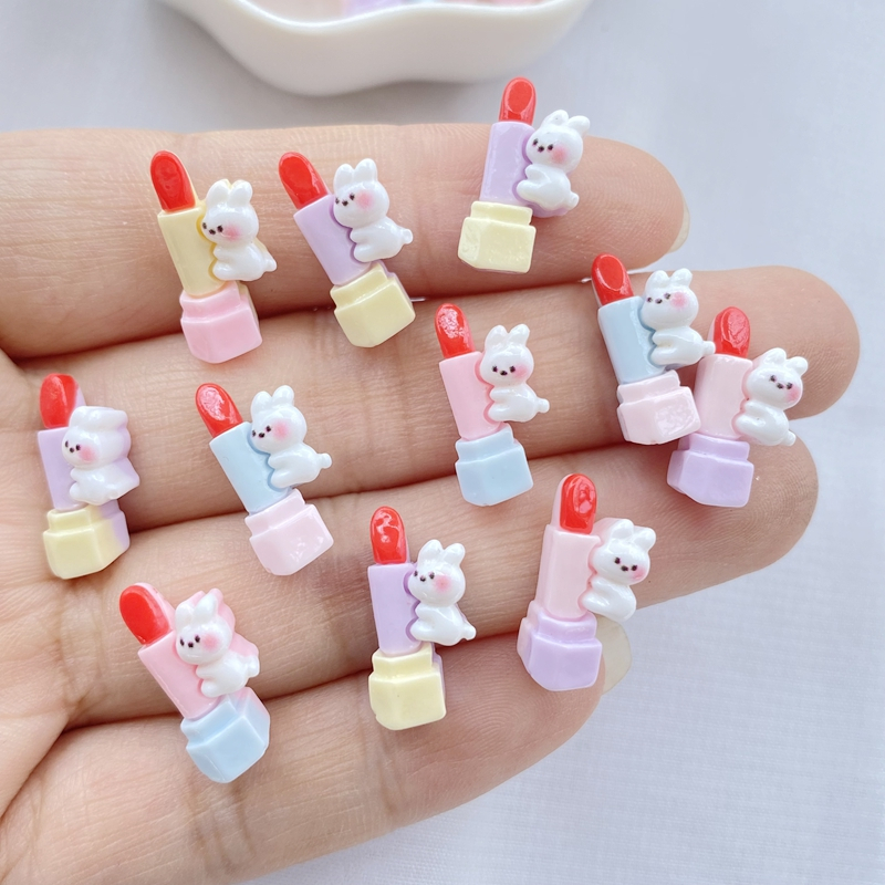 20 Pieces/Set Cartoon Colorful Rabbit Lipstick Manicure Decoration ...
