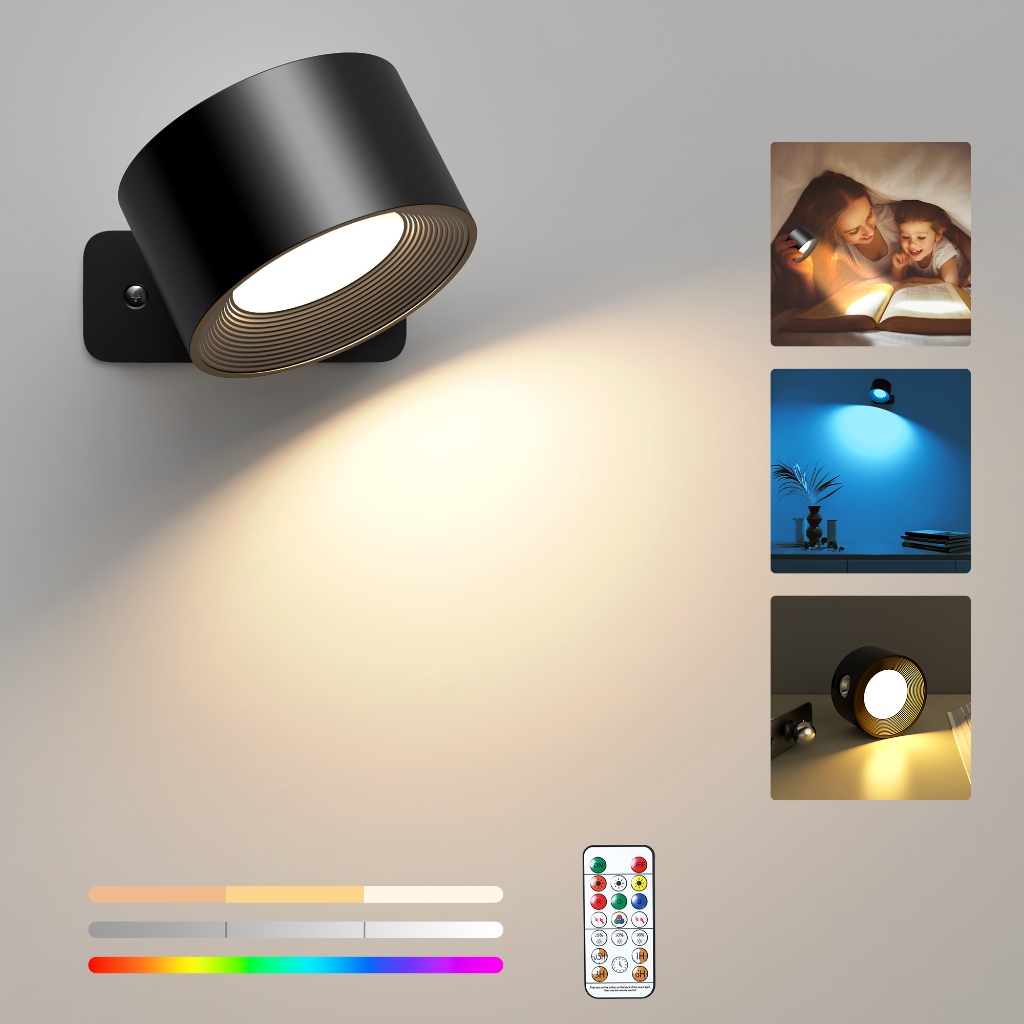 Magnetic Wall Lamp LED Wall Sconce Wall Mounted Lamp With Rechargeable ...