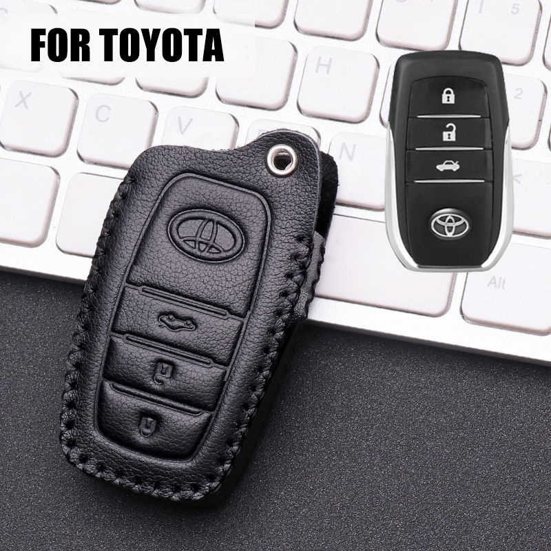 3 buttons leather car remote key case protect For Toyota Camry/Innova ...