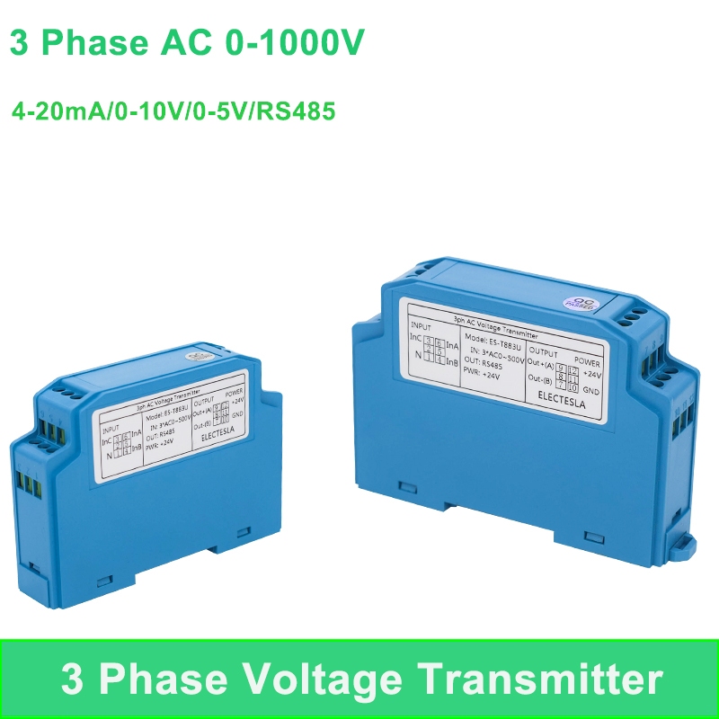 3 Phase 4 Wires AC Voltage Sensor Transmitter 0-100V 0-220V 0-380V to 4 ...