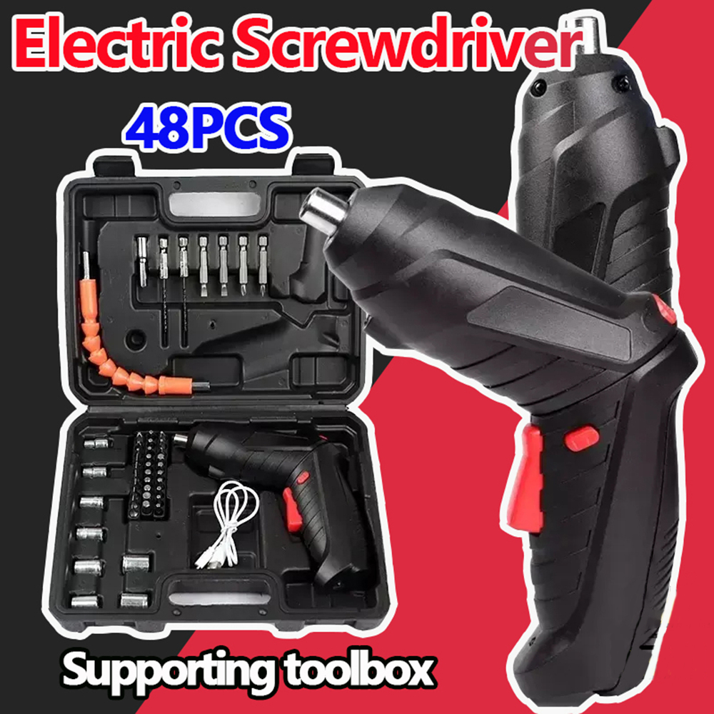 48PCS Electric Screw Driver Set Foldable Li-ion Cordless Screwdriver ...